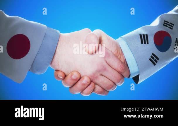 Japan - South Korea / Handshake concept animation about countries and ...
