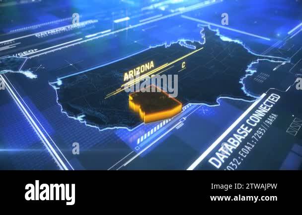 Arizona US state border 3D modern map with a name, region outline Stock ...