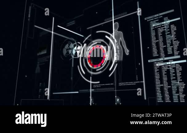 4K Animation of user interface HUD on dark background for cyber ...