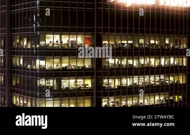 Unique Aerial flight around and approach to windows. Evening ...