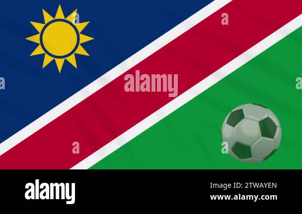 Namibia flag waving and soccer ball rotates, loop Stock Video Footage ...