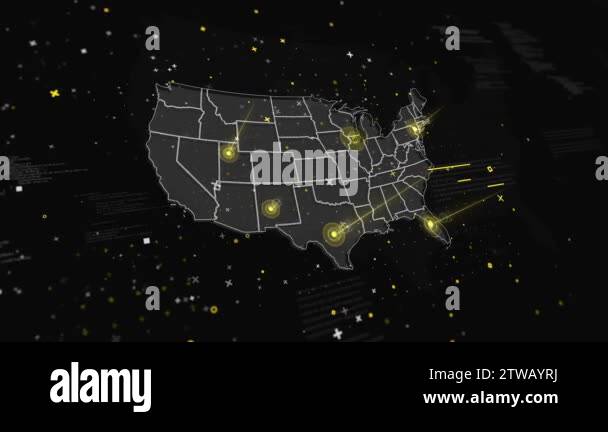 USA Map Global Connections. Animation of the USA map with global ...