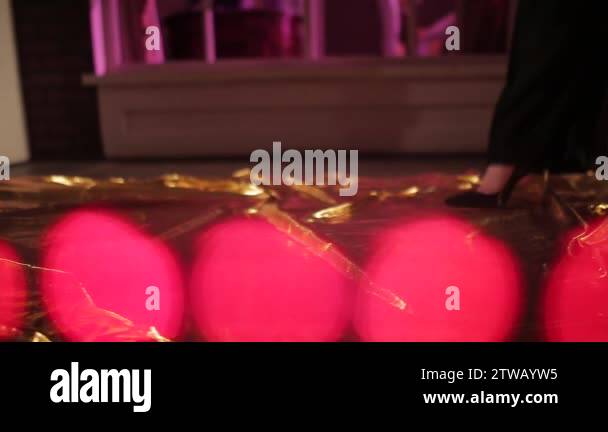 Podium. Catwalk models. Flickering lights and flashes spotlights Stock ...