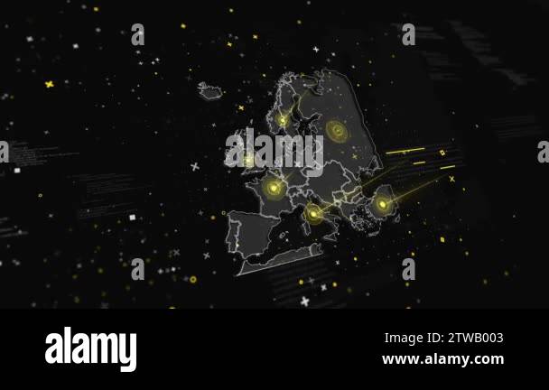 Europe Map Global Connections. Animation of the Europe map with global ...