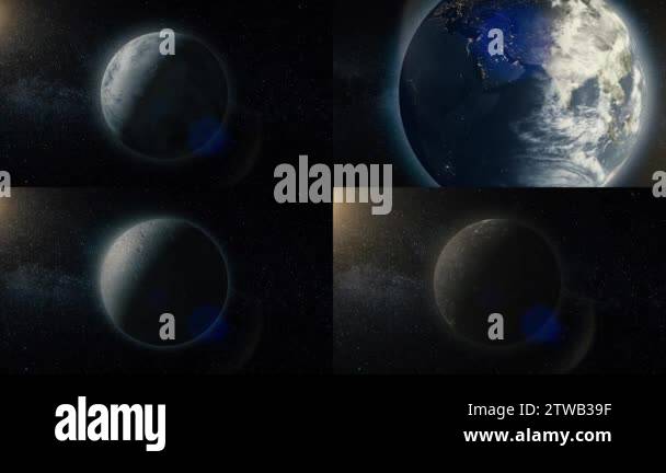 Set of animation planets and satellites of solar system. Clip ...