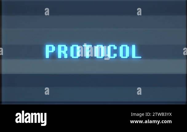 retro videogame PROTOCOL word text computer tv glitch interference ...