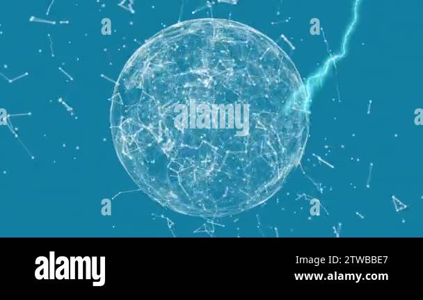 Digital animation of lightning moving in the screen with background of asymmetrical lines ...