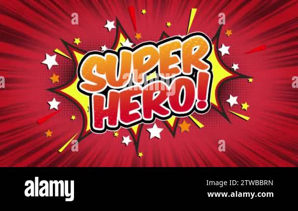 Super Hero Word Retro Cartoon Comic Bubbles Popup Style Expressions ...