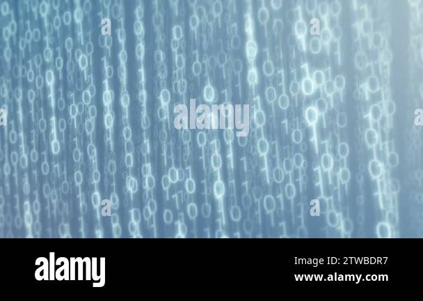 Digital Upstream // 4k Binary Cloud Data Video Background Loop. Digital zeros and ones slowly ...