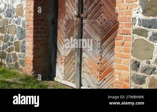 Ruined castle in medieval style. An ancient building after a fire. Old ...