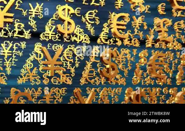 Monetary symbols 3D animation, Dollar sing, Euro sing and Pond sing ...
