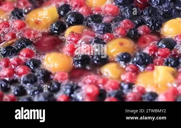 boiling drink in the preparation of fruit juice compote of fresh ...