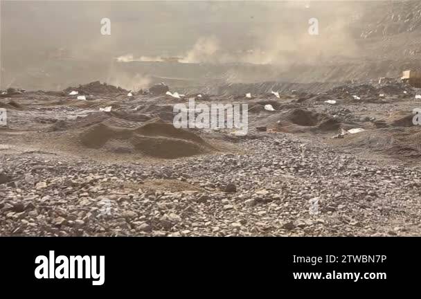 Preparation of an explosion in the quarry, workers are preparing ...