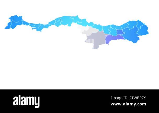 Turkey Country Map Showing Up Intro By Regions/ 4k animated turkish map ...