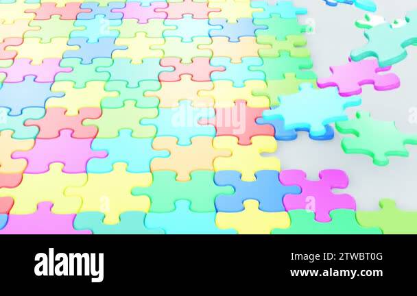Beautiful Colorful Puzzle Pieces Falling on the Table. Childhood ...