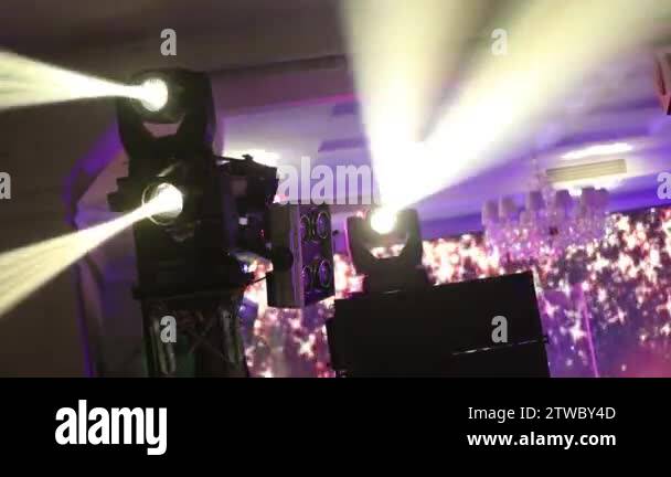 light show, laser show. Stage lights on a console, Lighting the concert ...