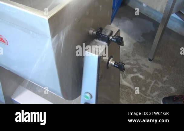 Cleaning and disinfection industrial salad mixer from remnants of food ...