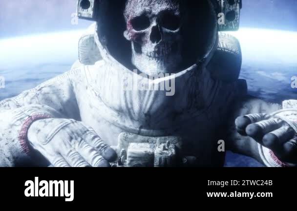 Dead zombie astronaut in space. Cadaver. Realistic 4k animation Stock ...