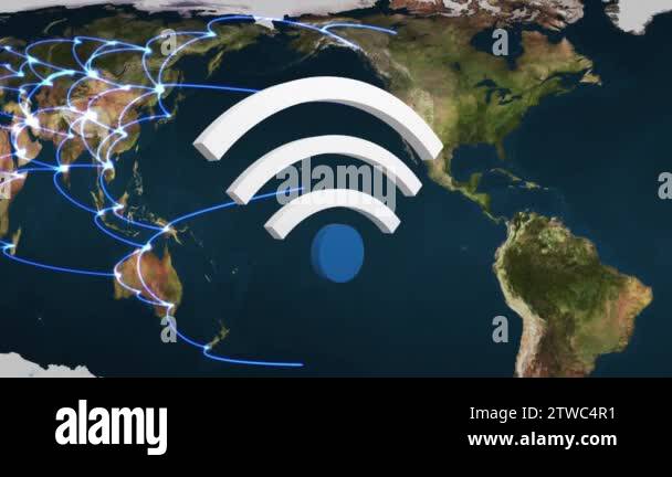 Digitally generated animation of WiFi symbol with background of the ...
