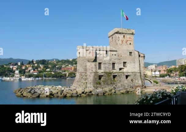 Rapallo - Genoa - Italy - The castle of Rapallo on the sea with a ...