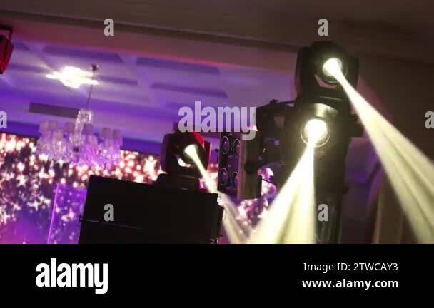 light show, laser show. Stage lights on a console, Lighting the concert ...