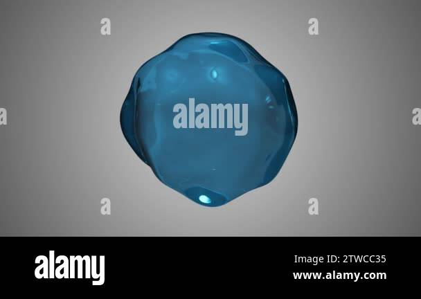 water drop blue liquid molecule floating in zero gravity. the sphere ...