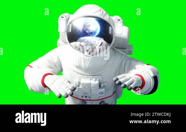 Astronaut levitation in space. Green screen. Realistic 4k animation ...