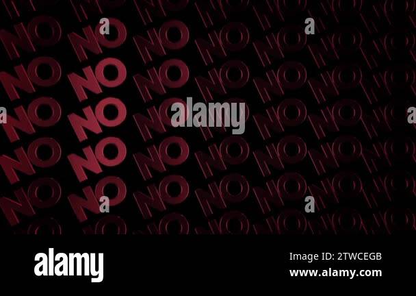 Abstract animation of lots colorful chrome logotypes of word "No ...
