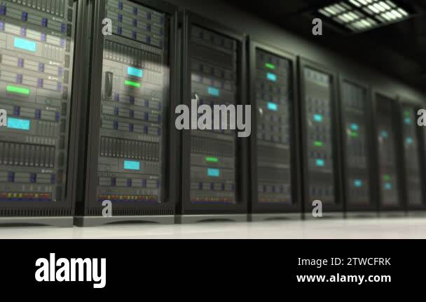 3d animation of server room camera panning Stock Video Footage - Alamy