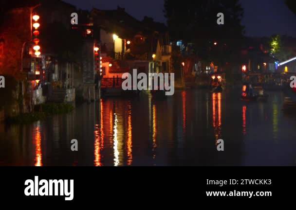 Traditional Chinese houses in XiTang Water Town at night,shanghai,China ...