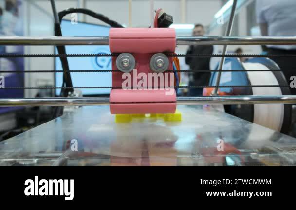 working 3d printer sequence. Three dimensional printer during work in ...