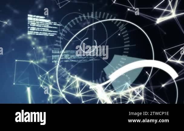 Digital animation of 5G written in the middle of a futuristic circle and program codes and ...