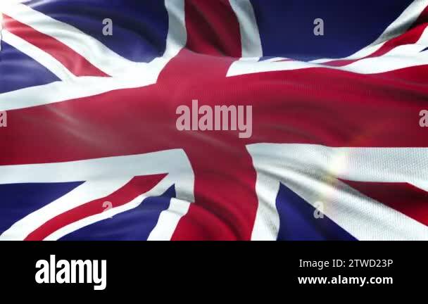 UK FLAG waving on sun. Seamless loop with highly detailed fabric ...