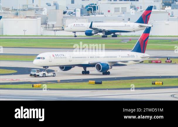 Four Delta Airlines Jet Airplanes Trafficking Amongst one another with ...