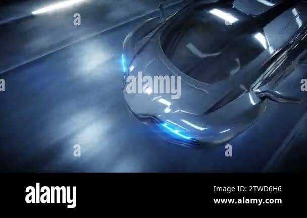 futuristic car fast driving in sci fi tunnel, coridor. Concept of ...