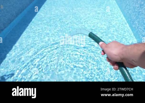 Pool Water Background Loop. 4k, close-up. water flows into the pool ...