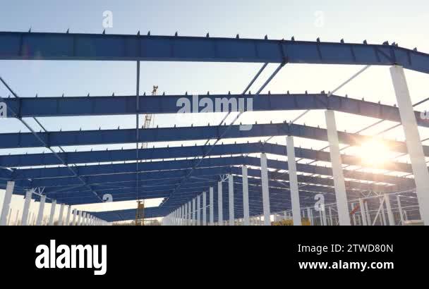 Construction of a modern factory or warehouse, modern industrial ...