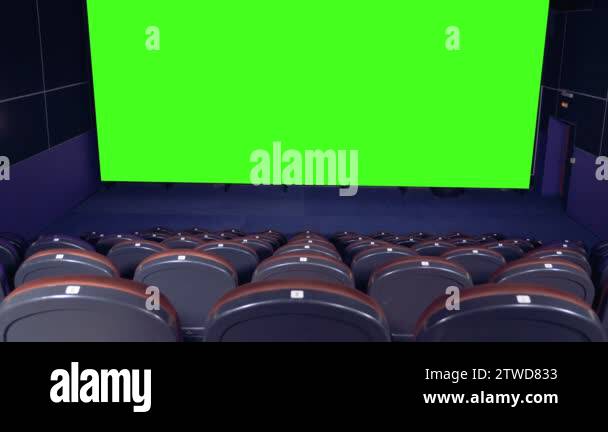 Blank movie theater screen with green screen background in empty cinema ...