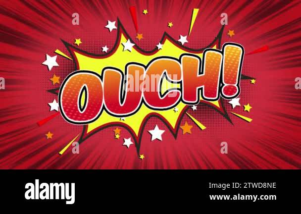 ouch Word Retro Cartoon Comic Bubbles Popup Style Expressions Colored ...