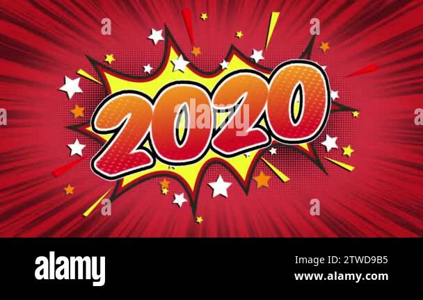 2020 Word Retro Cartoon Comic Bubbles Popup Style Expressions Colored ...