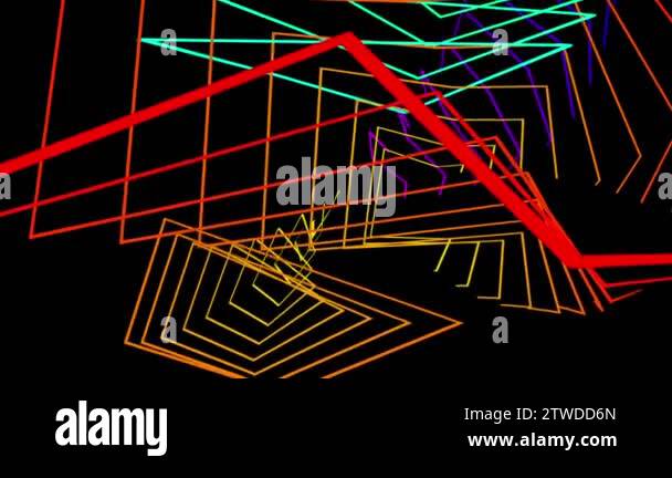 Animated Different Color Wire On Black Background. 3D Animation ...