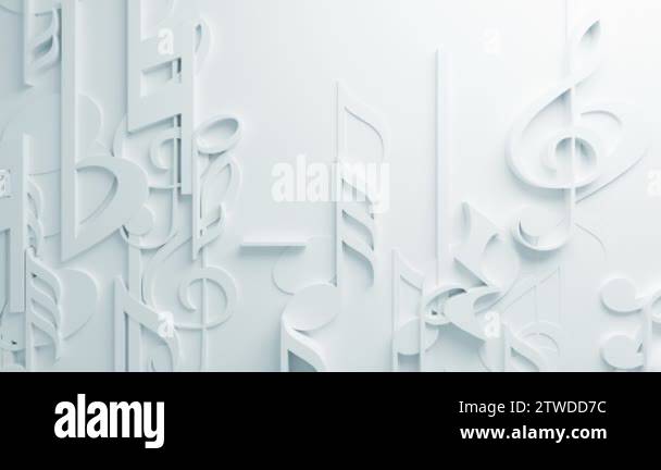 Beautiful White Music Notes on Surface Moving in Seamless 3d Animation ...