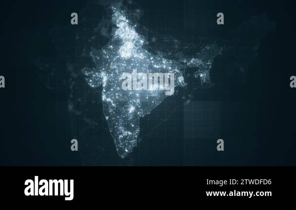 India Maps Night Lighting. Looped animated India map with visual ...