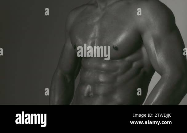 Sportsman, muscles, athlete man, triceps. Athletic caucasian, six pack ...