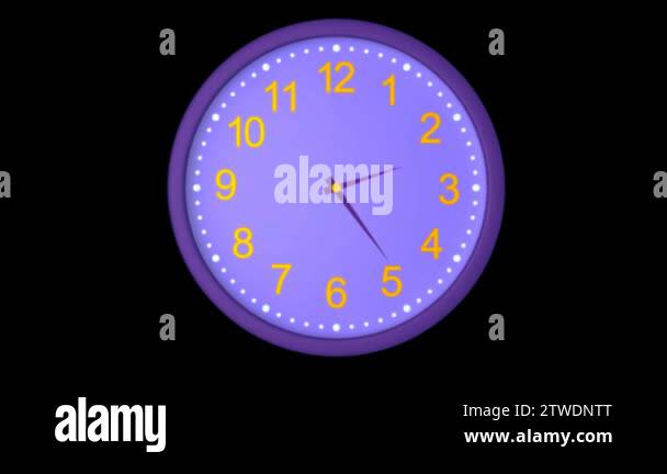 Fast turning clock hands in the blue clock. Loop ready animation of ...