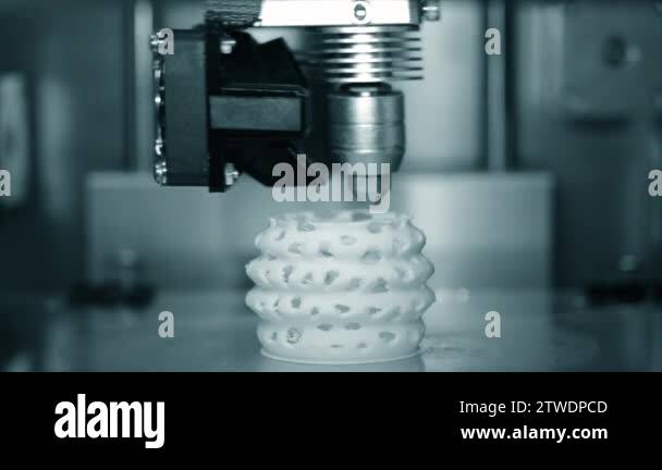 3D printer working. Fused deposition modeling, FDM. 3D printer printing ...
