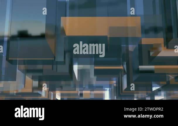 Abstract 3D rendering video background with moving mirror reflective ...