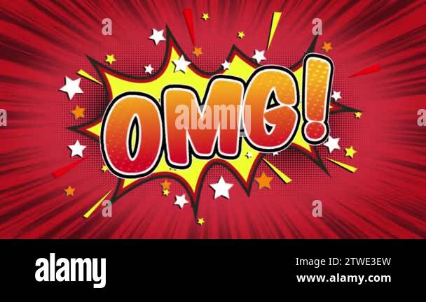 omg Word Retro Cartoon Comic Bubbles Popup Style Expressions Colored ...