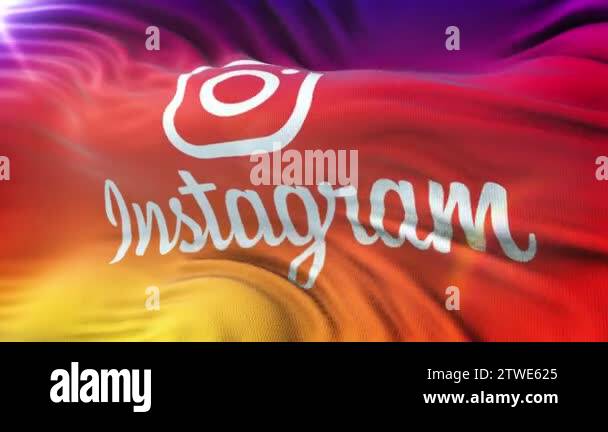 INSTAGRAM LOGO flag waving on sun. Seamless loop animation with highly ...