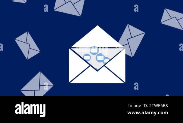 Digital animation of a message envelope opening to release more message ...
